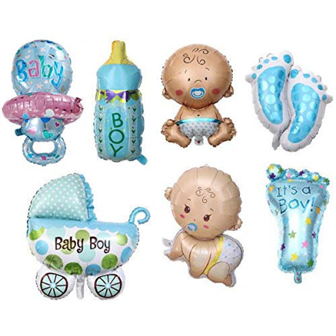 Large 7 Pcs Foil Baby Shower Balloons for Boy, It's Boy, Baby Bottle ...