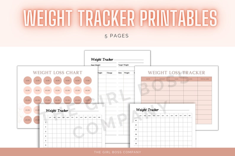Weight Loss Tracker Printables // Weight Loss Charts / Weight - Etsy