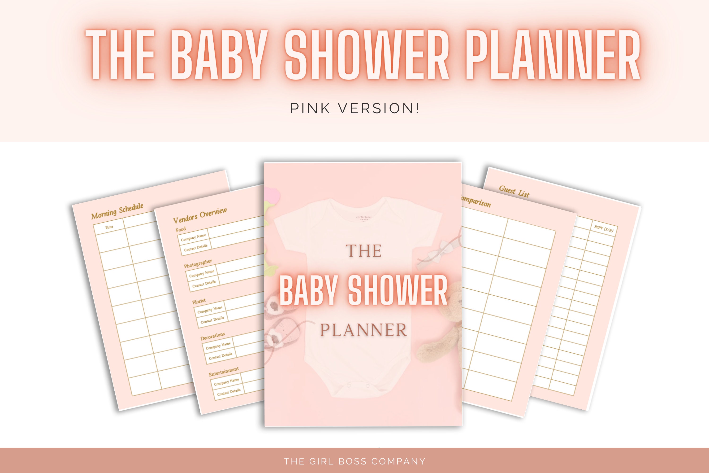 The Pink Baby Shower Planner Printable // Baby Shower Planning Guide ...
