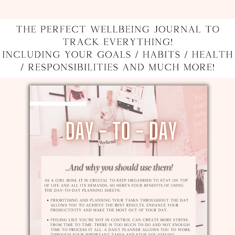 The Wellbeing Planner Printable // Habit Tracker / Mood Wellbeing ...