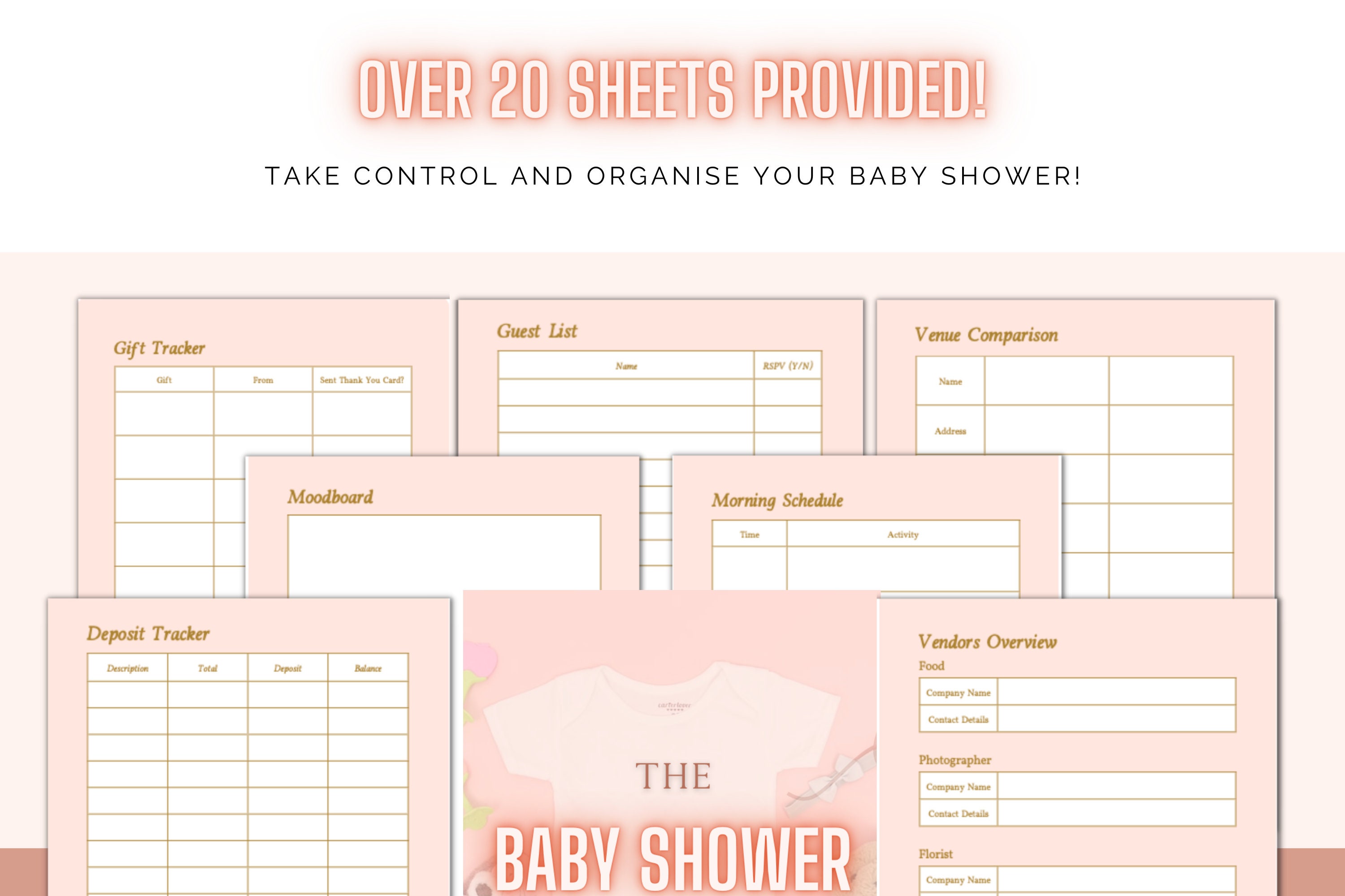 The Pink Baby Shower Planner Printable // Baby Shower Planning Guide ...