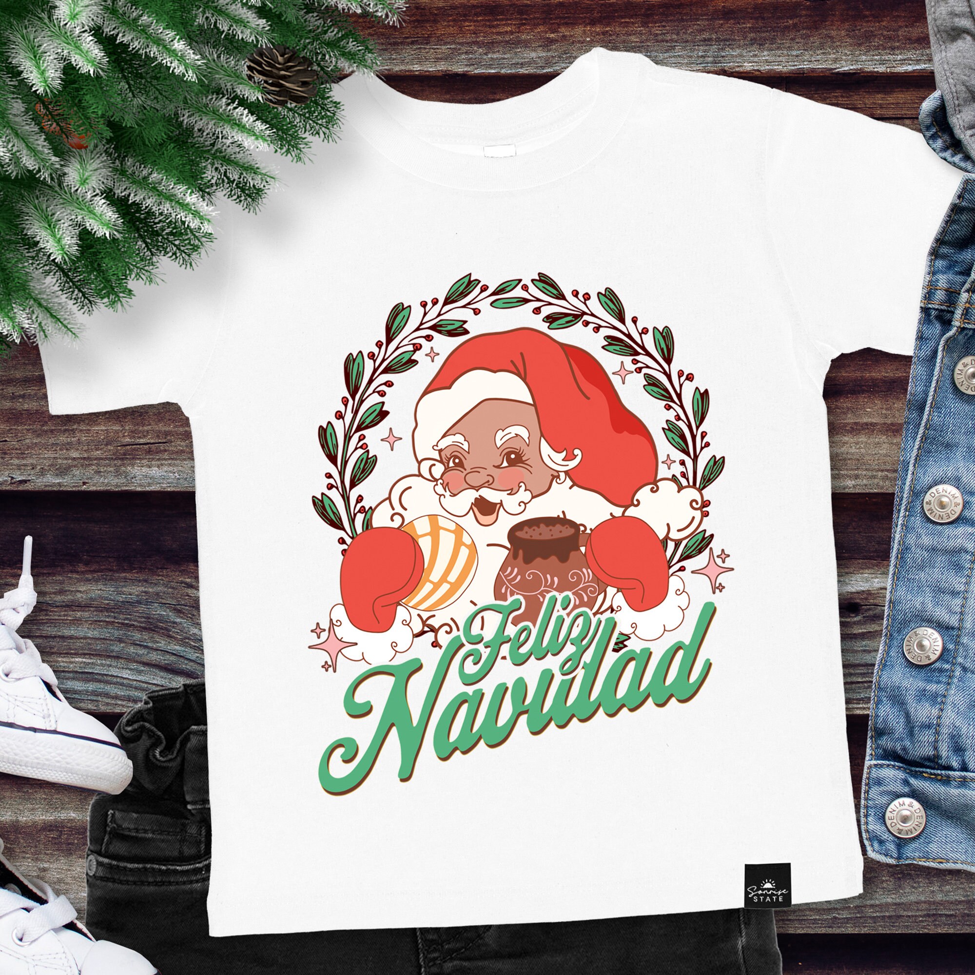 Feliz Navidad Mexican Santa Claus Boys Christmas T-shirt, Kids ...
