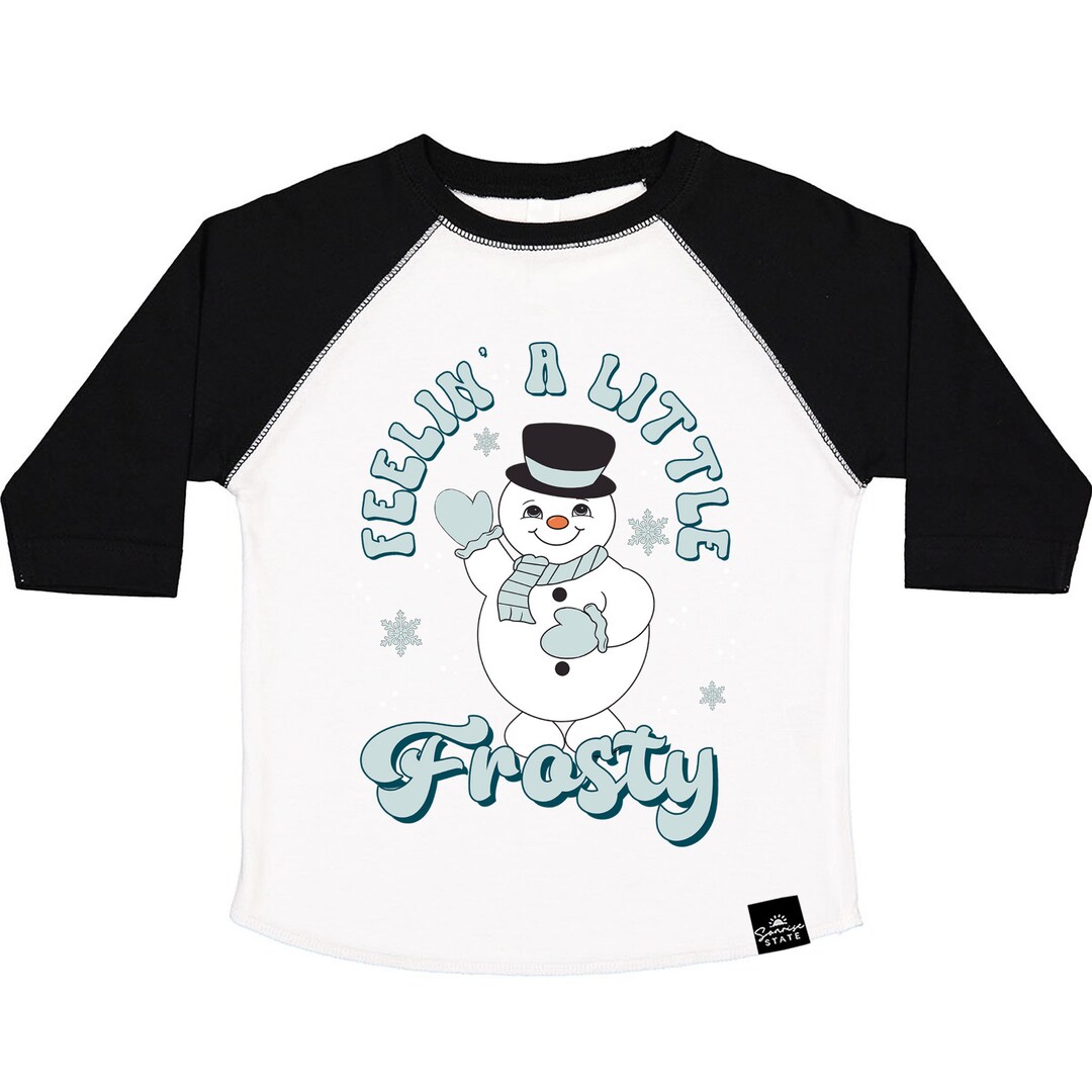 Feelin' a Little Frosty Boys Snowman Christmas Baseball Tee, Kids ...