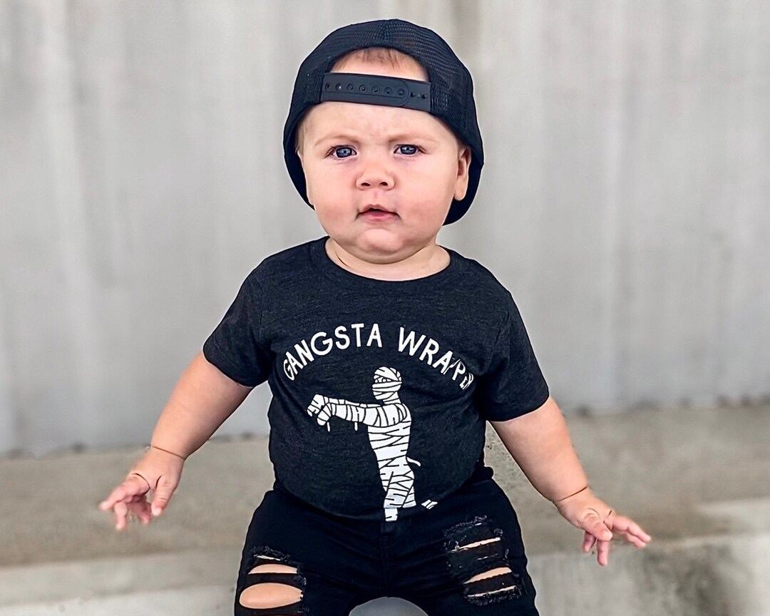 GANGSTA WRAPPER Boys Halloween T-shirt, Kids Halloween Shirts ...