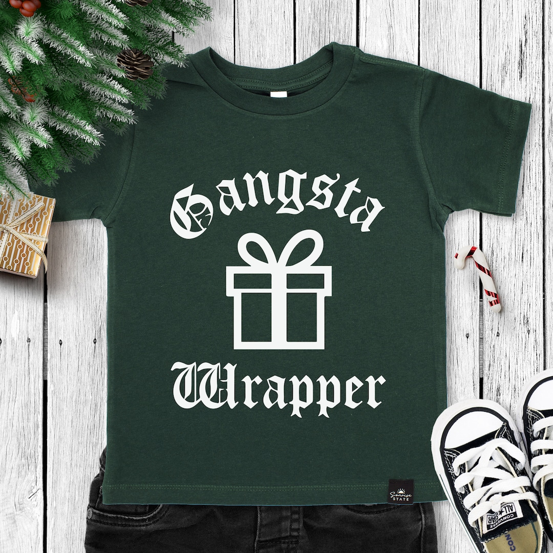 GANGSTA WRAPPER Old English Boys Christmas Shirt, Kids Christmas Shirts ...