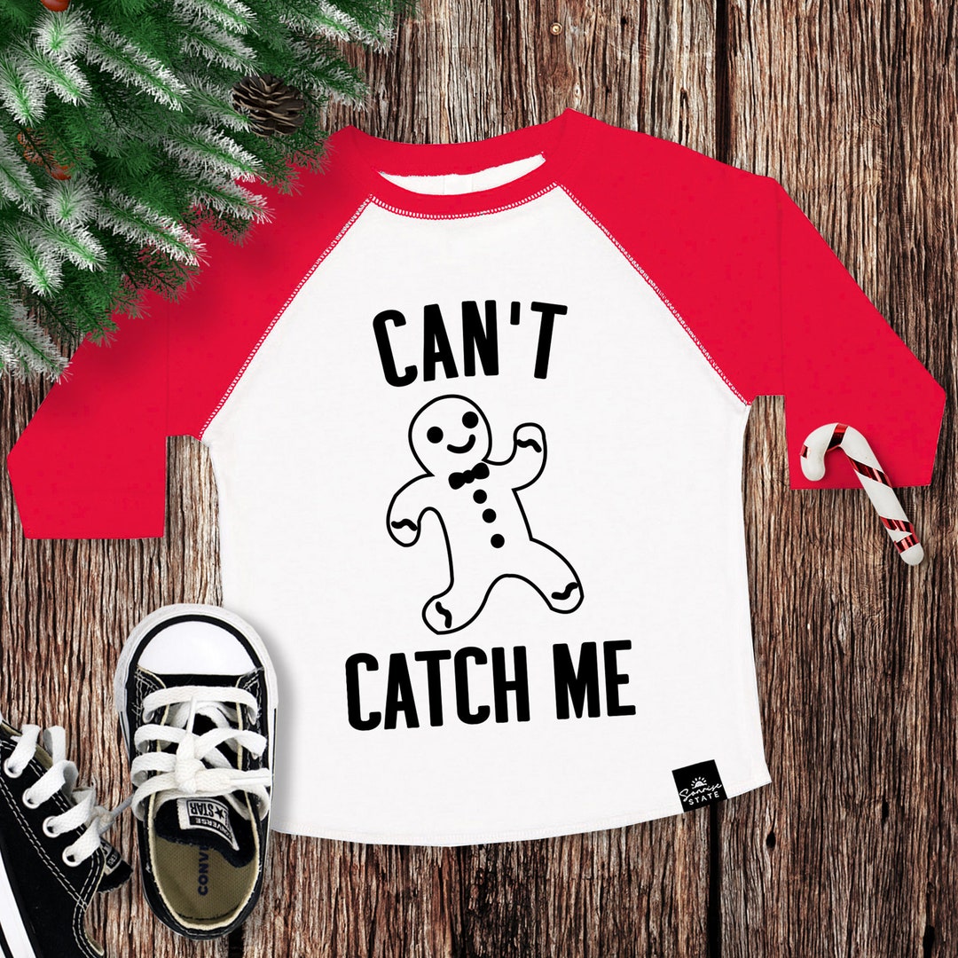 Can't Catch Me Gingerbread Man Boys Christmas Tee, Kids Christmas Shirt ...