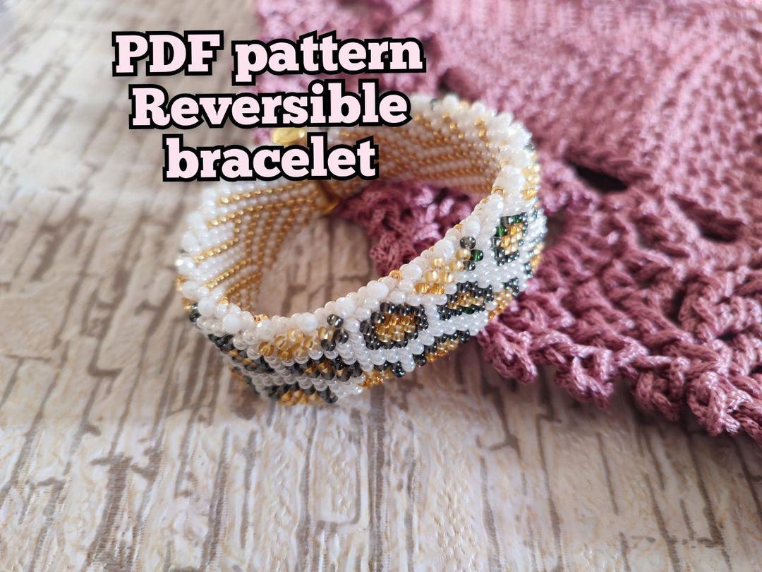PDF Pattern Beaded Crochet Reversible Bracelet Cheetah Pelt and Gold ...