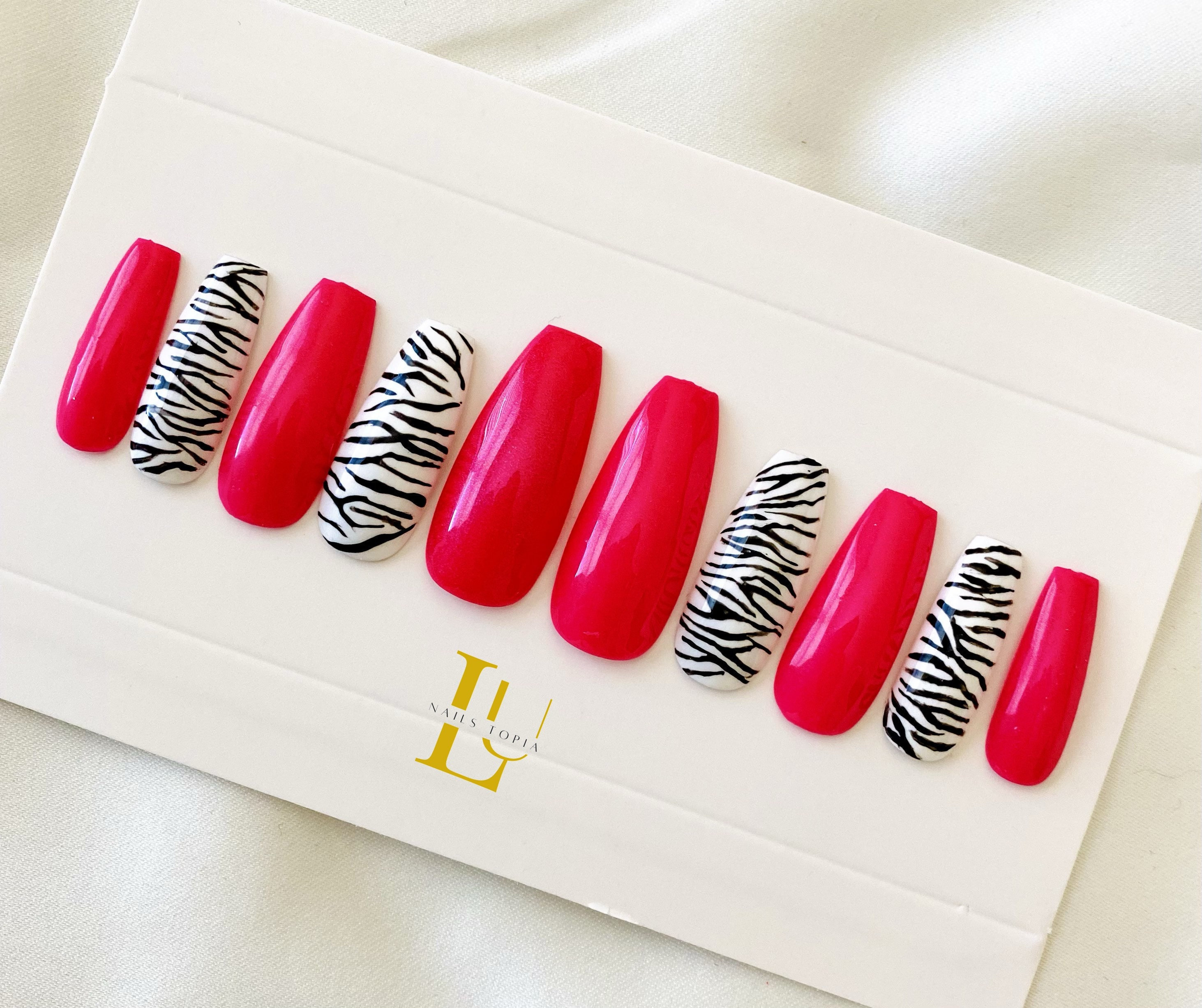 Red Zebra Print Nails