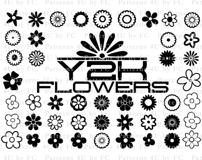 Y2K Flower Vector Icons, Graphic Design Elements (svg, Ai, Eps, Pdf ...