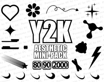 Y2K Aesthetic Vector Icons Bundle, 35 Vectors for Graphic Design, Logos ...