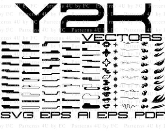 Y2K Aesthetic Vector Icons Bundle, 35 Vectors for Graphic Design, Logos ...