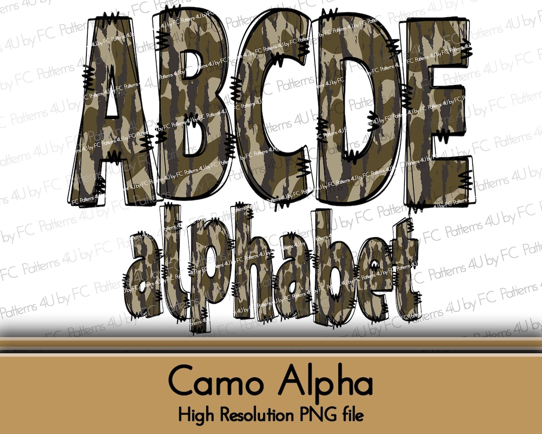 Camouflage Camo PNG Alphabet Set, Army Old Camo, Digital Design ...