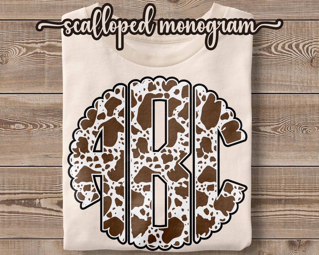 Cow Print Scalloped Monogram Alphabet (PNG Files) - Etsy