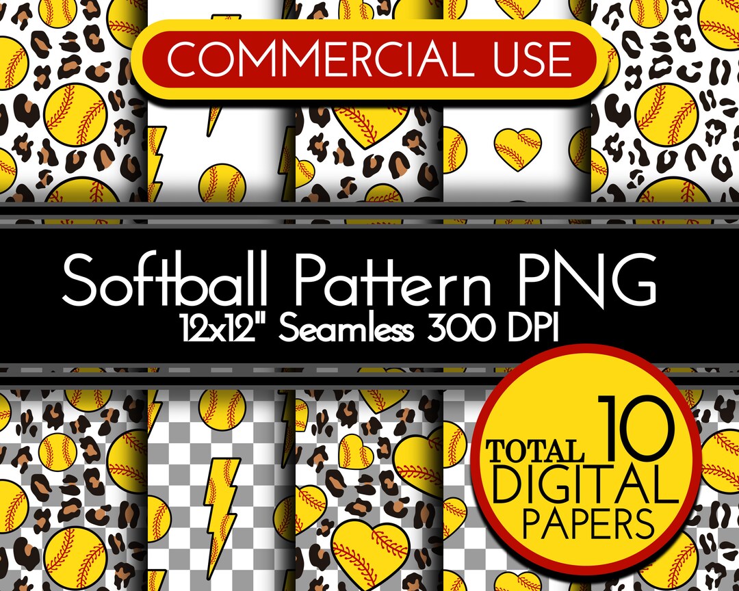 Softball and Leopard PNG, Seamless Pattern, Animal Print, Digital Paper ...