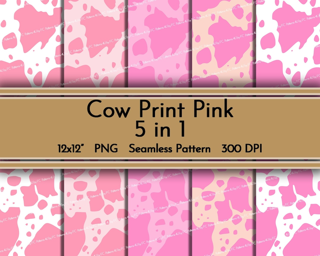 Cow Print Pink Seamless Pattern PNG, 5 in 1 Animal Print Fabric ...