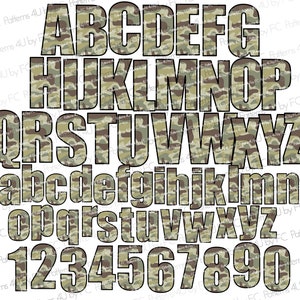 Camo Alphabet PNG Set: Military Camouflage Digital Design (digital ...