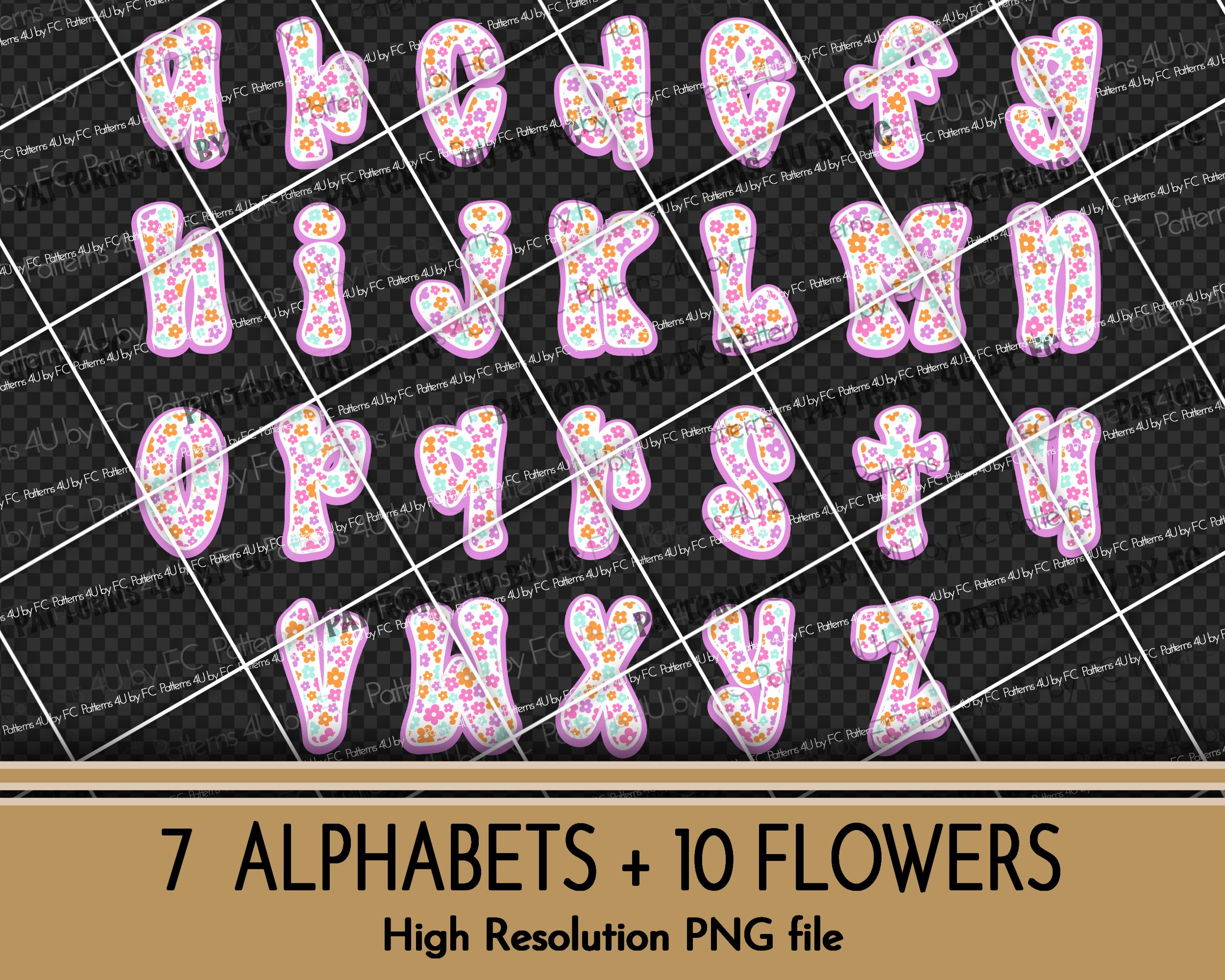 Wildflower PNG Alphabet Set: Hand-drawn Floral Letters (digital ...