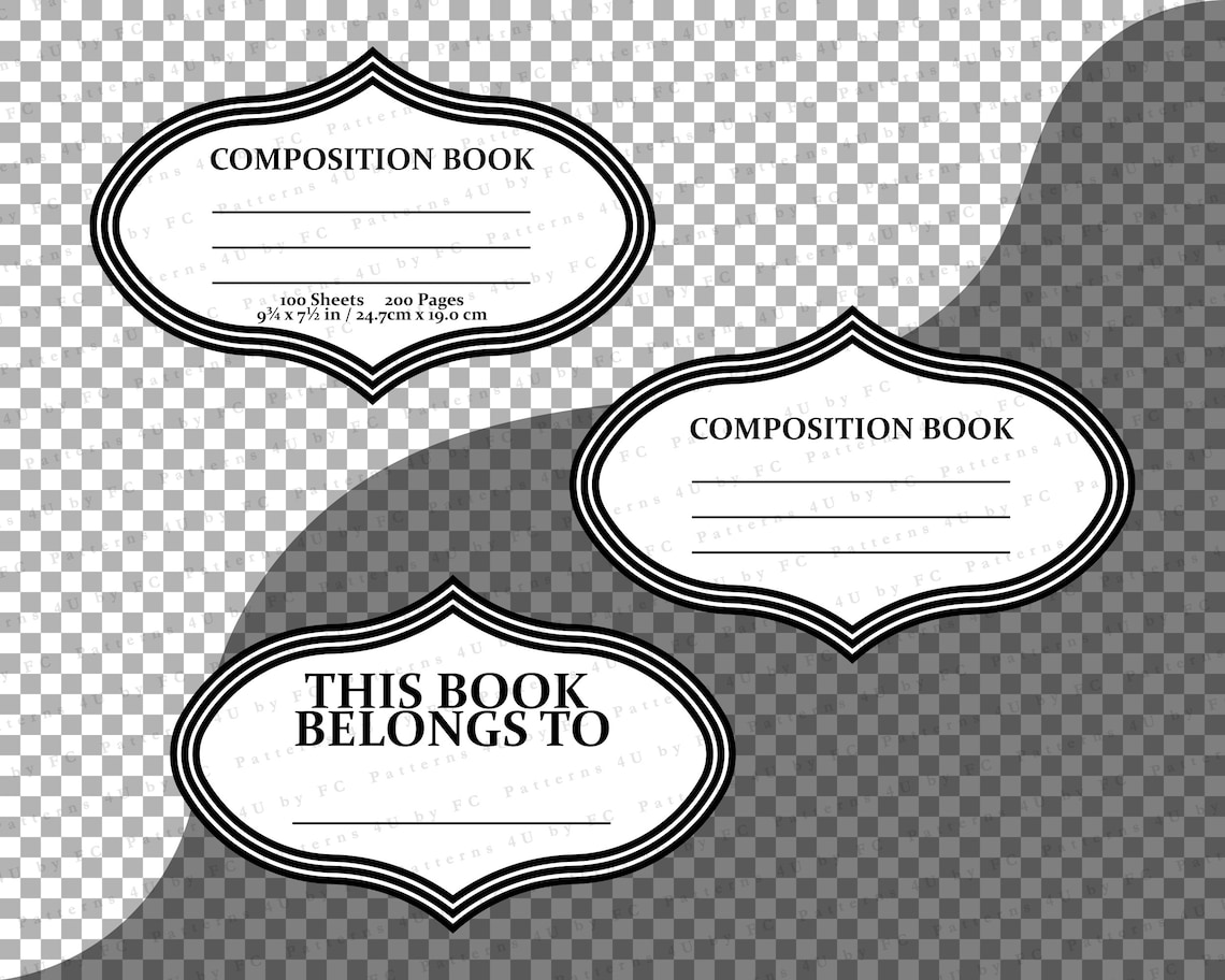 Composition Book Label, Goodnotes Labels, Journal Pattern, Planner