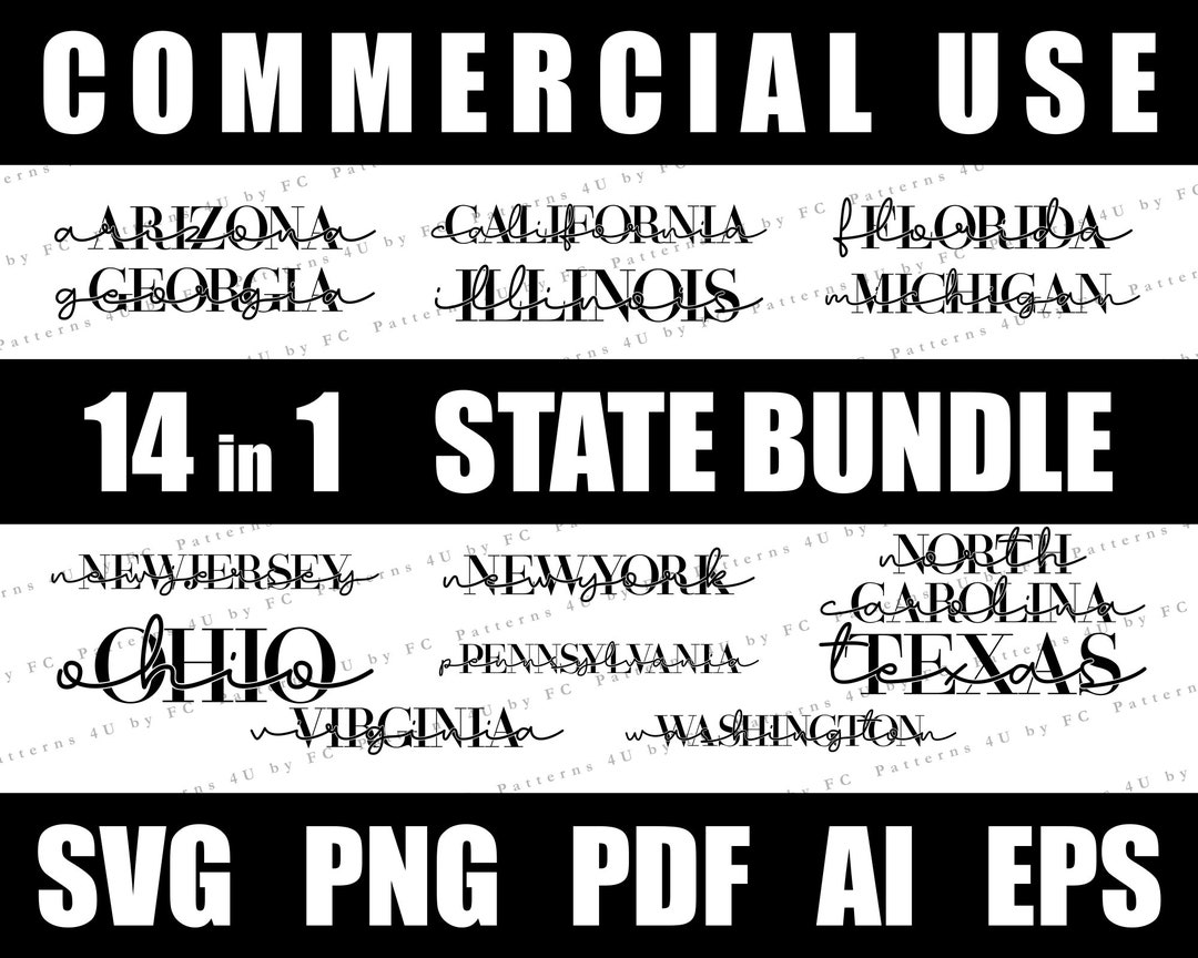 States SVG Bundle, State Svg, America Svg, State PNG, Cut Files, Cricut ...