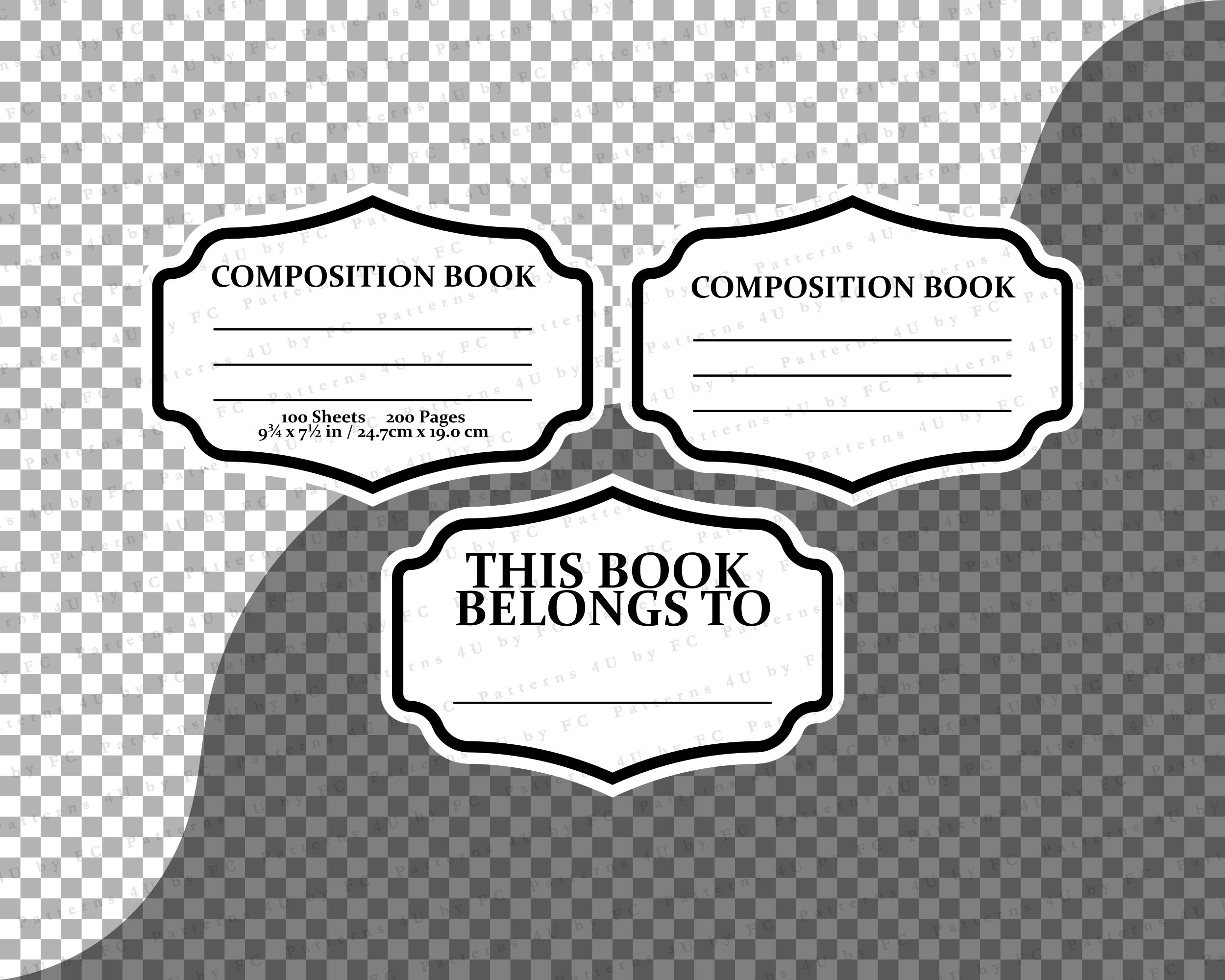 Composition Book Label, Goodnotes Labels, Journal Pattern, Planner ...