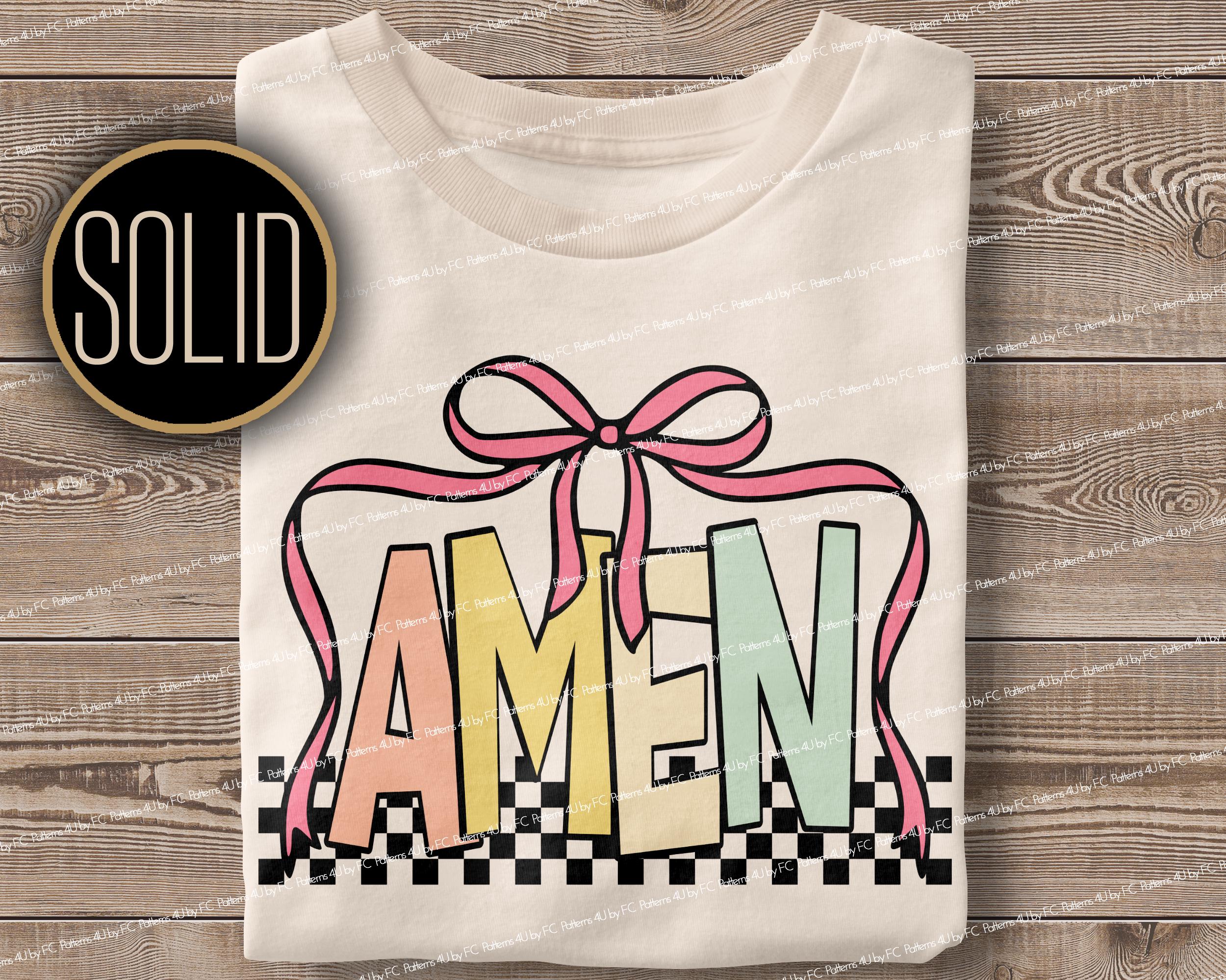 Spring Checkered Amen PNG Coquette Bow Colorful Retro Distressed ...