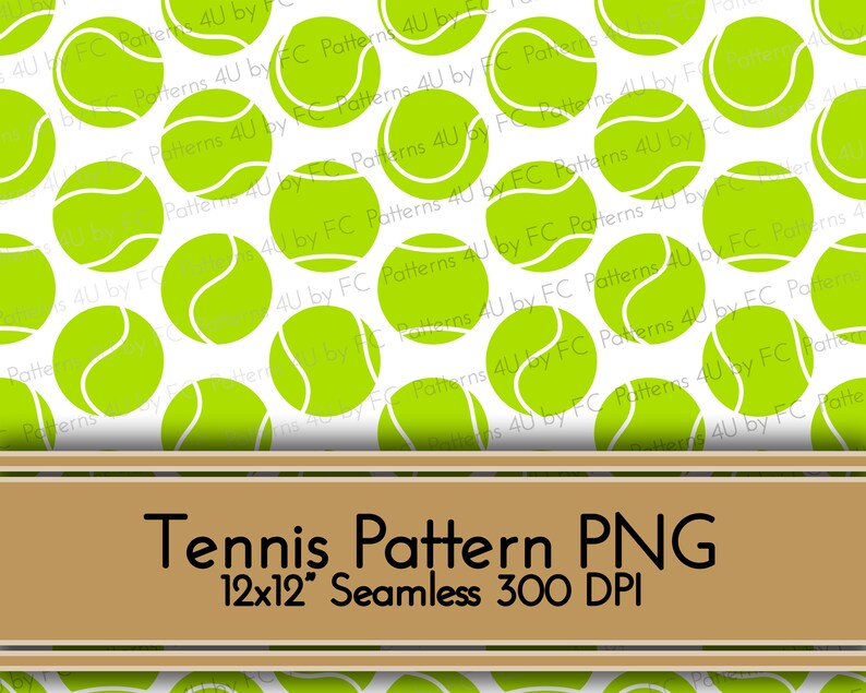 Tennis Digital Paper PNG Seamless Pattern, Tennis Ball Print, Digital ...