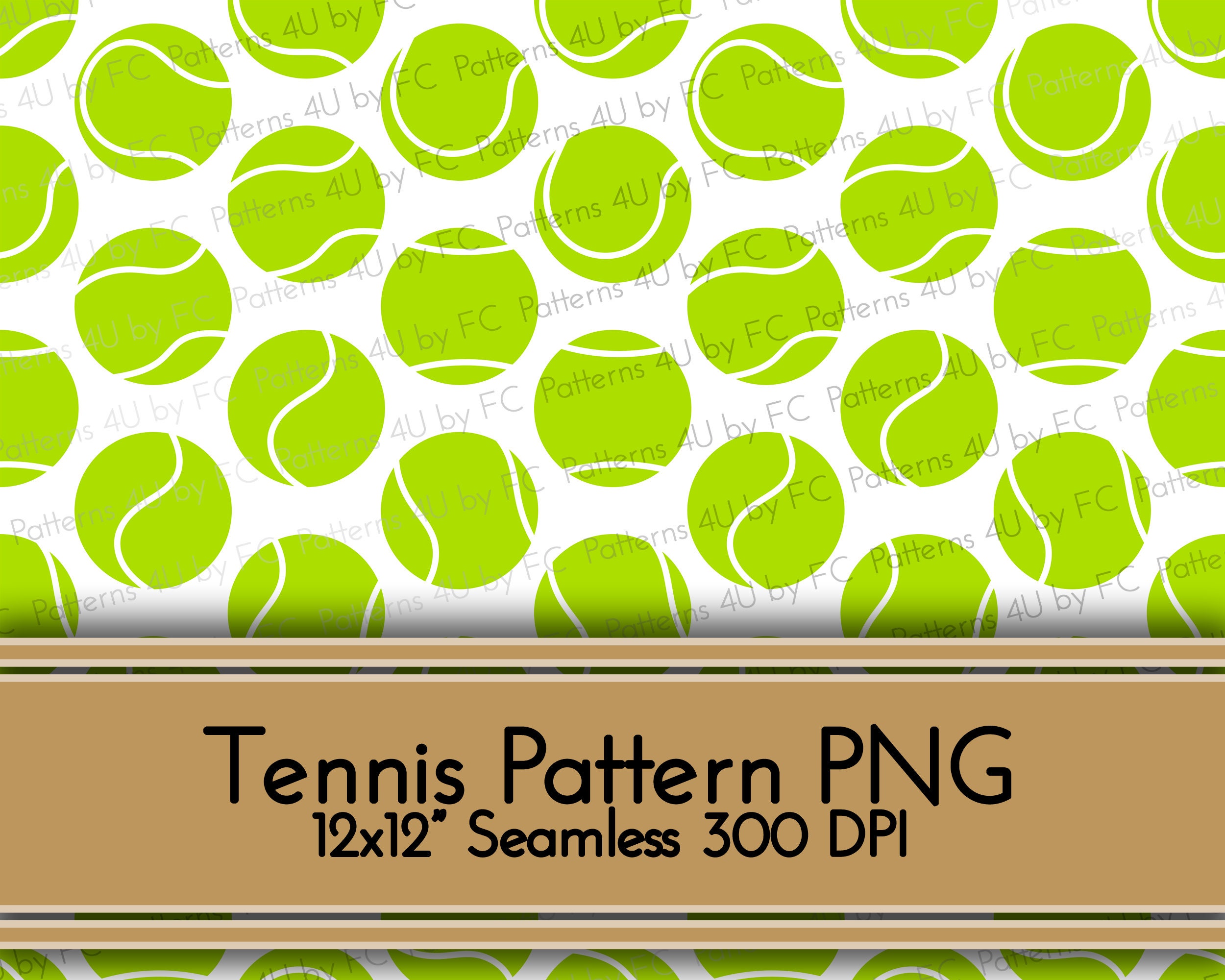 Tennis Digital Paper PNG Seamless Pattern, Tennis Ball Print, Digital ...
