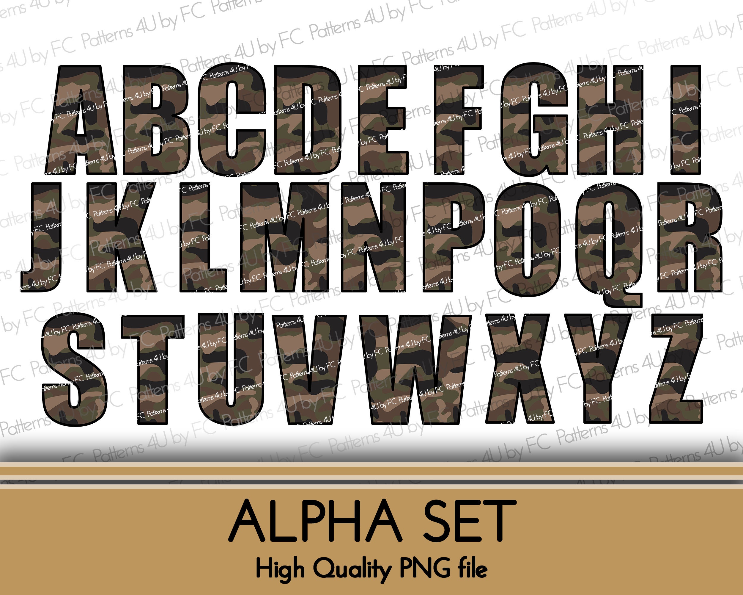 Military Camouflage PNG Alphabet Clip Art Camo Letters Upper Lower ...