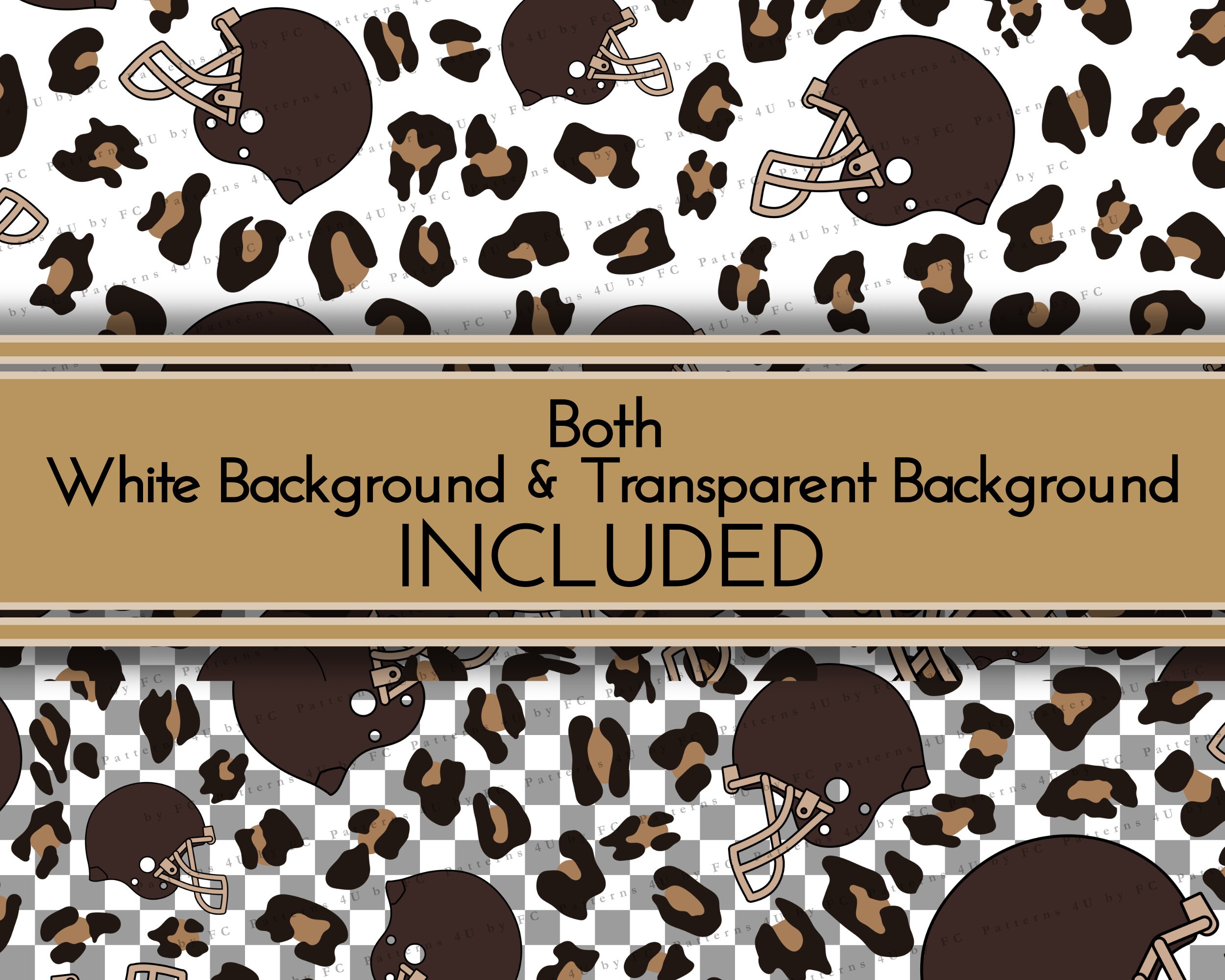 Football Helmet Leopard Print Seamless Pattern (PNG Digital Download ...