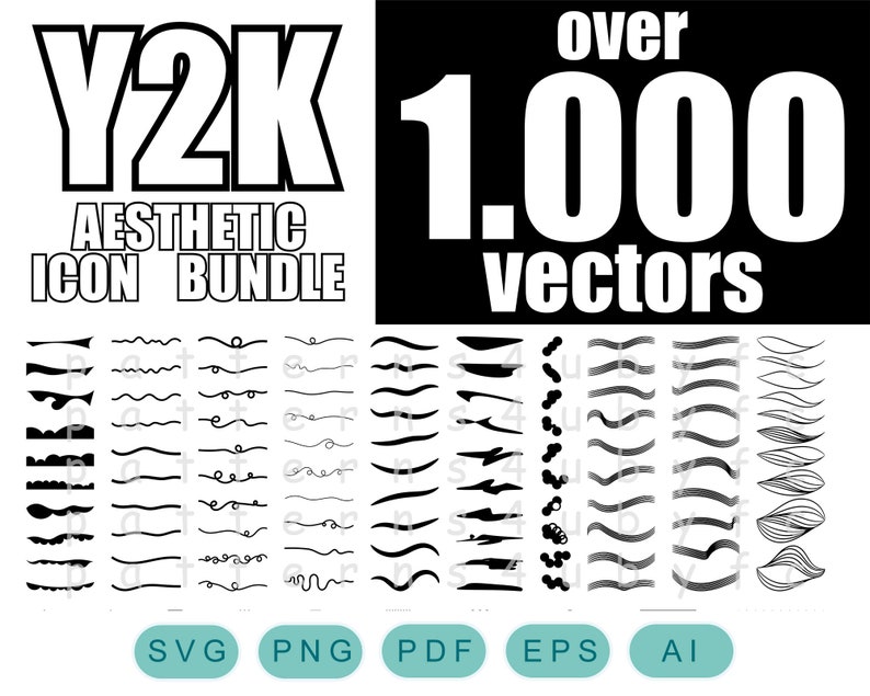 Y2K Aesthetic Vector Icons Bundle, Over 1.000 Vectors for Graphic ...