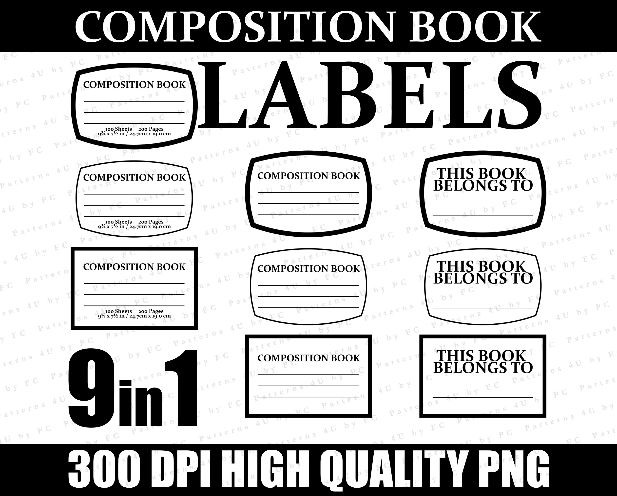 Composition Book Label, Goodnotes Labels, Journal Pattern, Planner ...