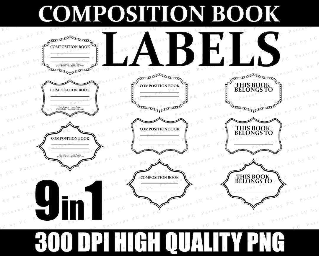 Composition Book Label, Goodnotes Labels, Journal Pattern, Planner ...