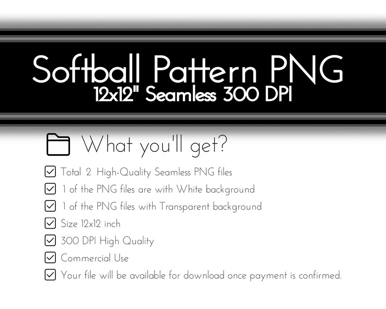 Softball Lightning PNG, Seamless Pattern, PNG Print, Digital Paper ...