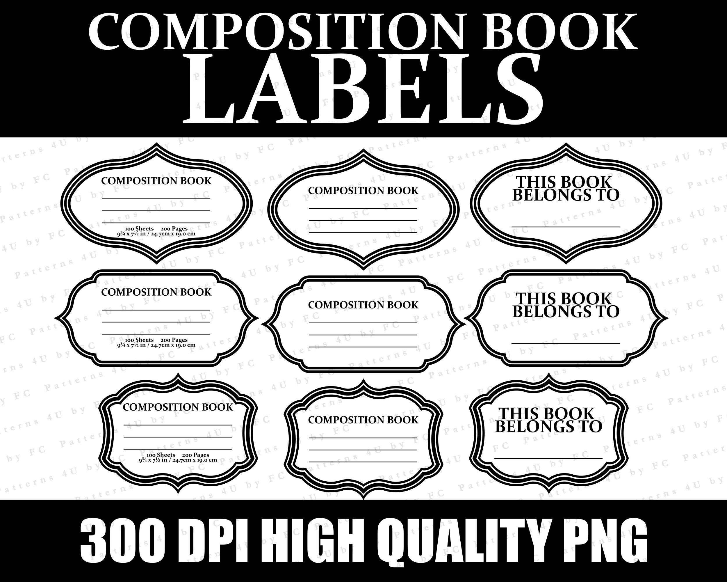 Composition Book Label, Goodnotes Labels, Journal Pattern, Planner ...