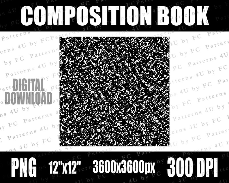 Composition Book Cover Digital Paper, Composition Notebook Digital ...