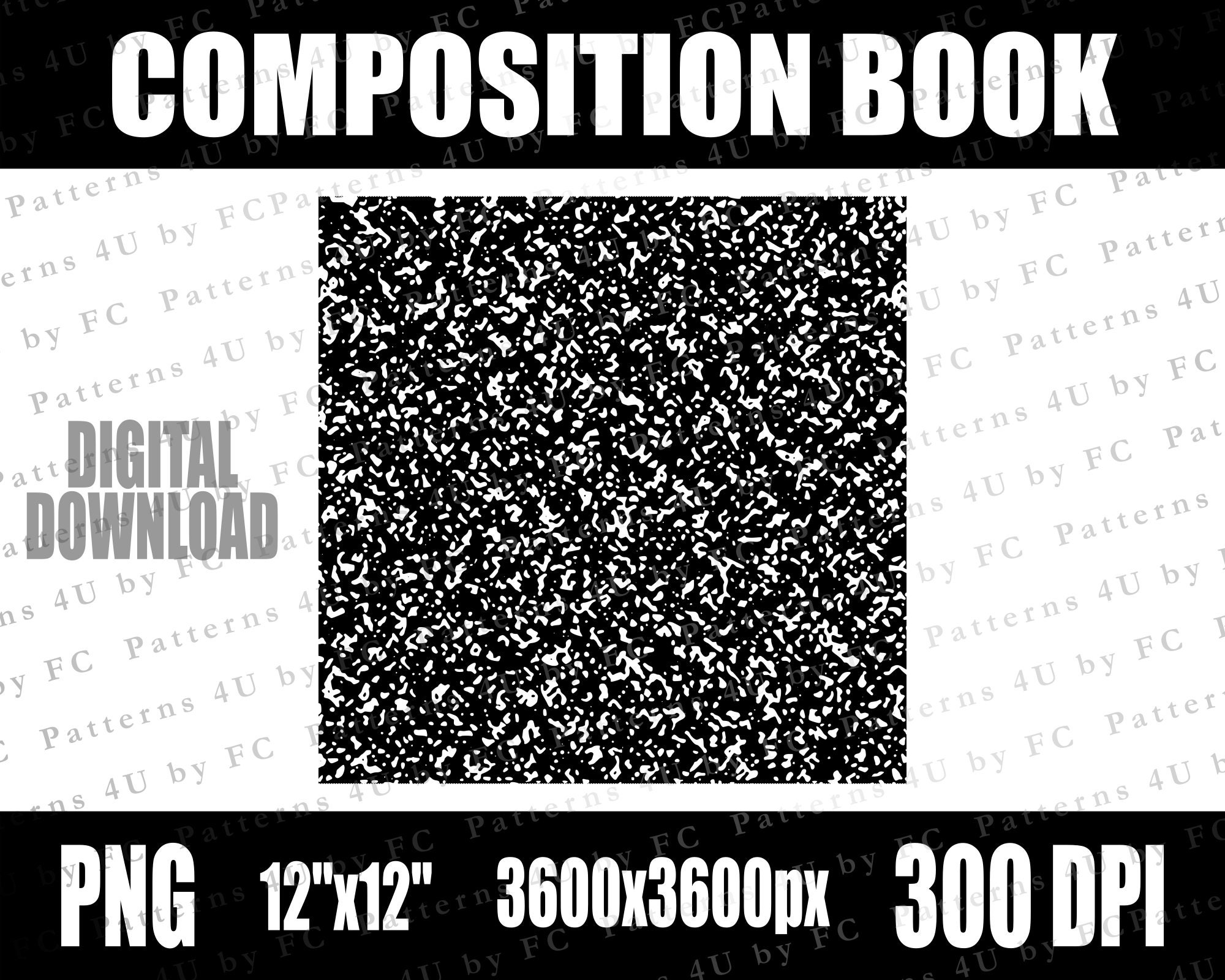 Composition Book Cover Digital Paper, Composition Notebook Digital ...