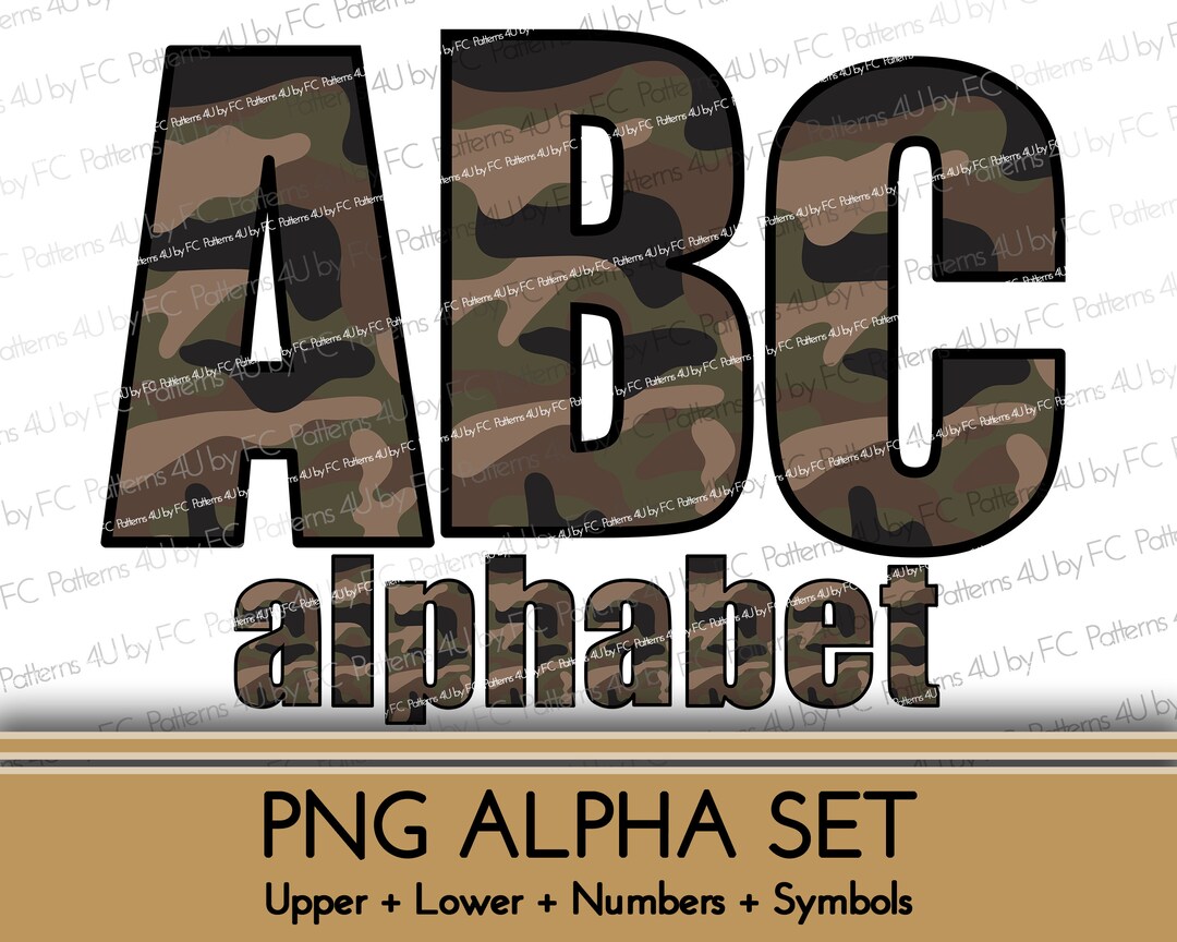 Military Camouflage PNG Alphabet Clip Art Camo Letters Upper Lower ...