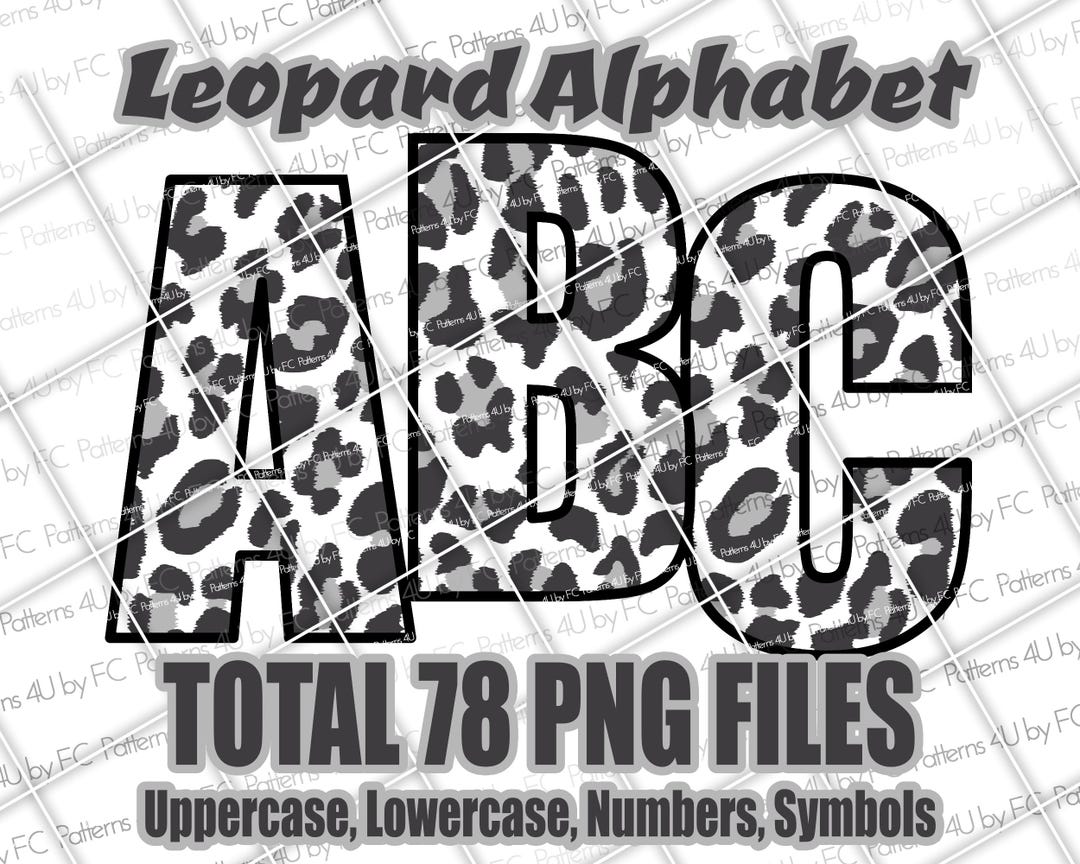 Gray Leopard Print Alphabet PNG: Western Font (digital Design) - Etsy