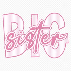 Big Sister PNG: Pink Seersucker Sublimation Design (digital Download ...