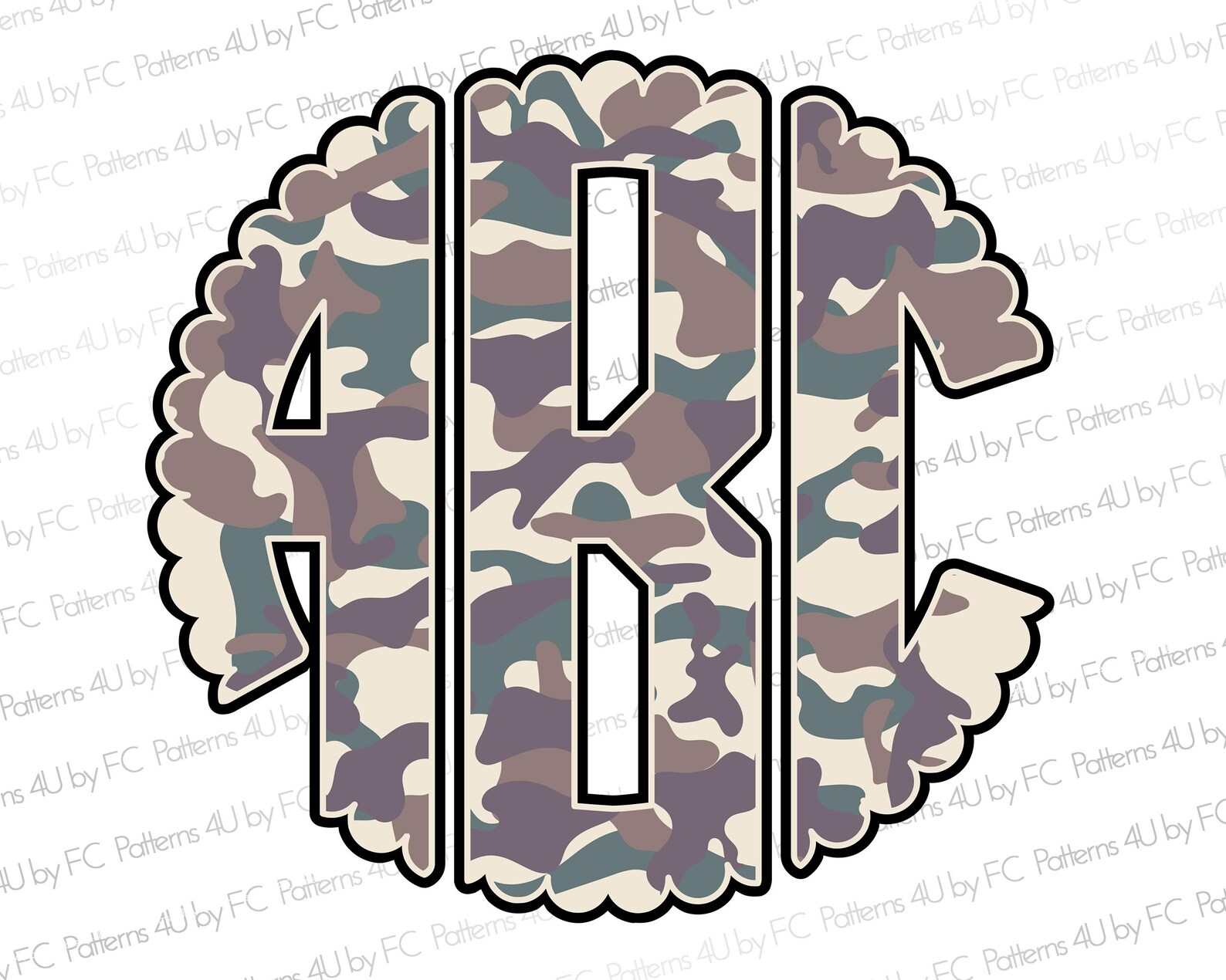 Camo Alpha Monogram PNG: Retro Camouflage Circle Initials (digital ...