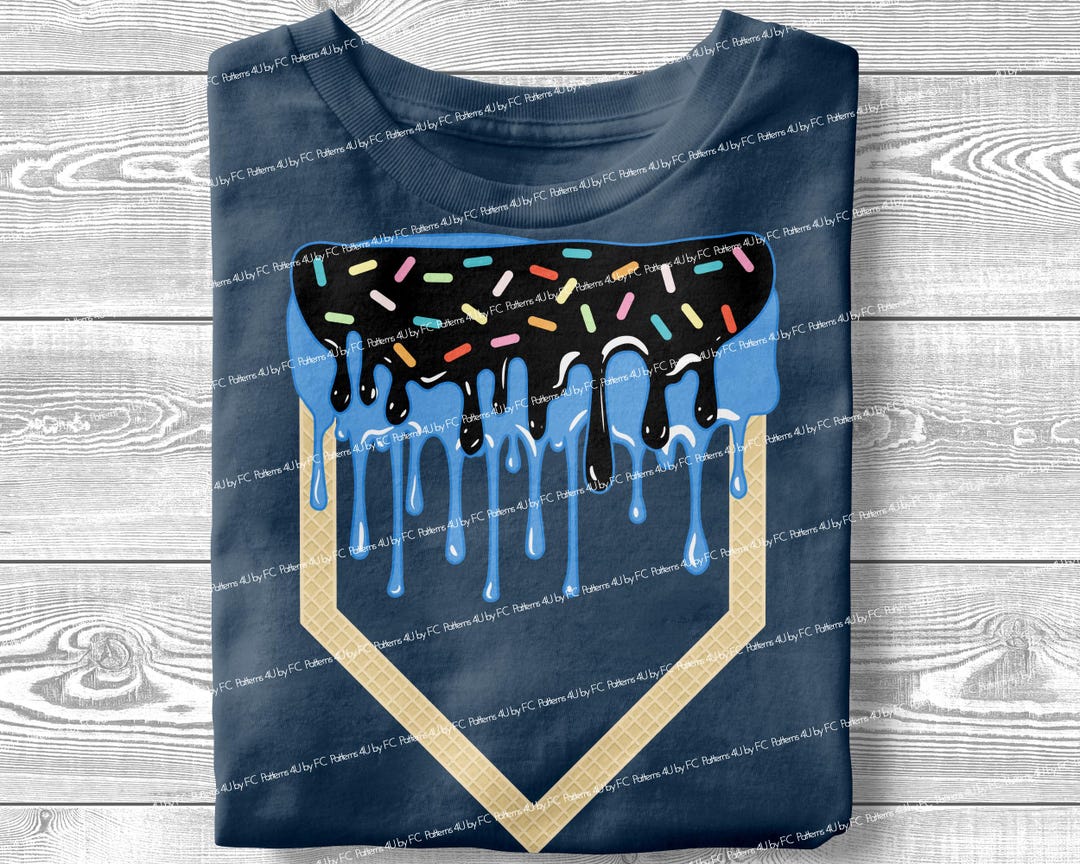 Light Blue Drip Sprinkles Home Plate, Waffle Cone Cotton Candy Vanilla ...