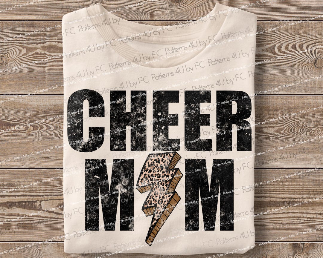 Retro Cheer Mom Png, Leopard Print Bolt Cheer Mom Lightning Bolt ...