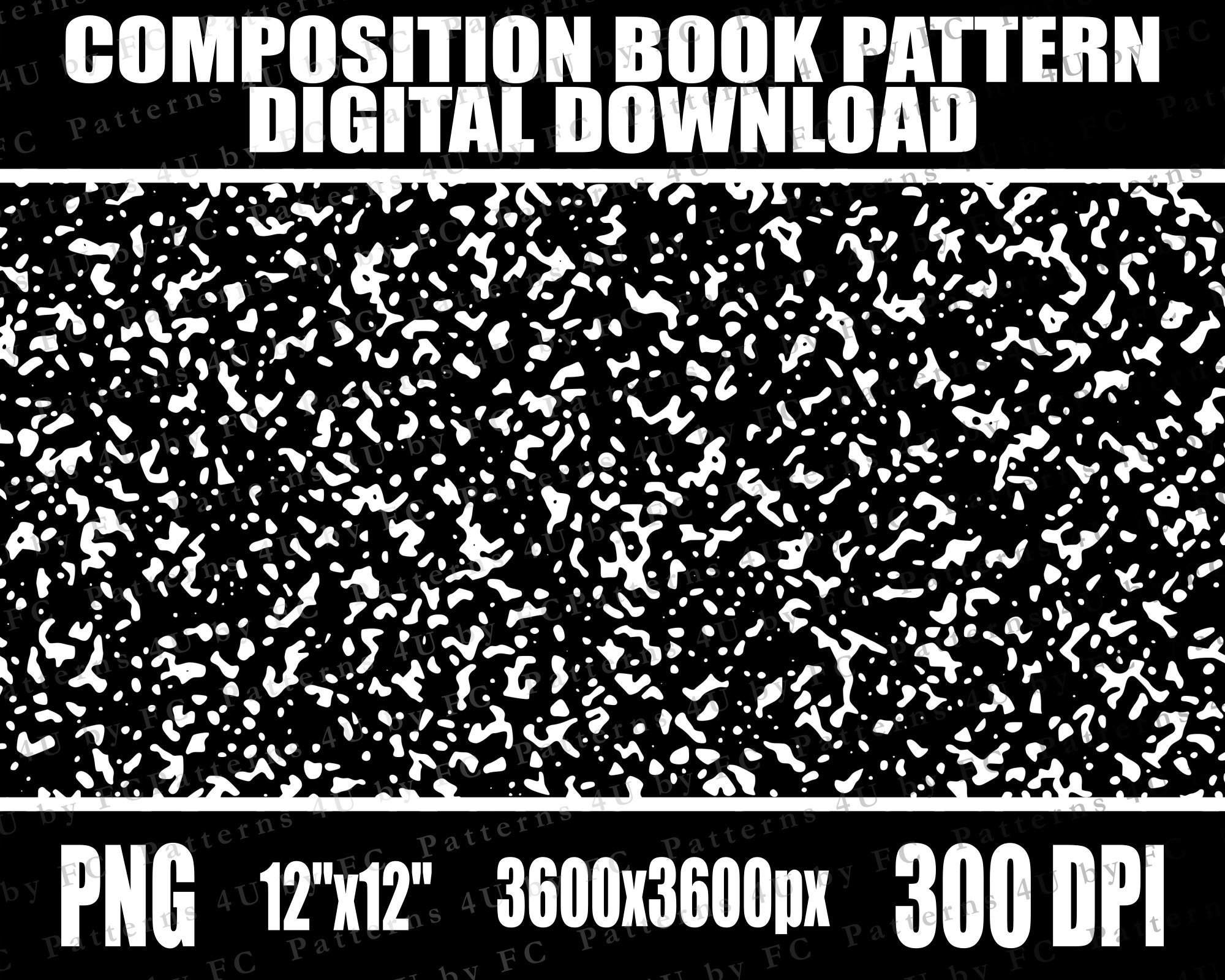 Composition Book Cover Digital Paper, Composition Notebook Digital ...