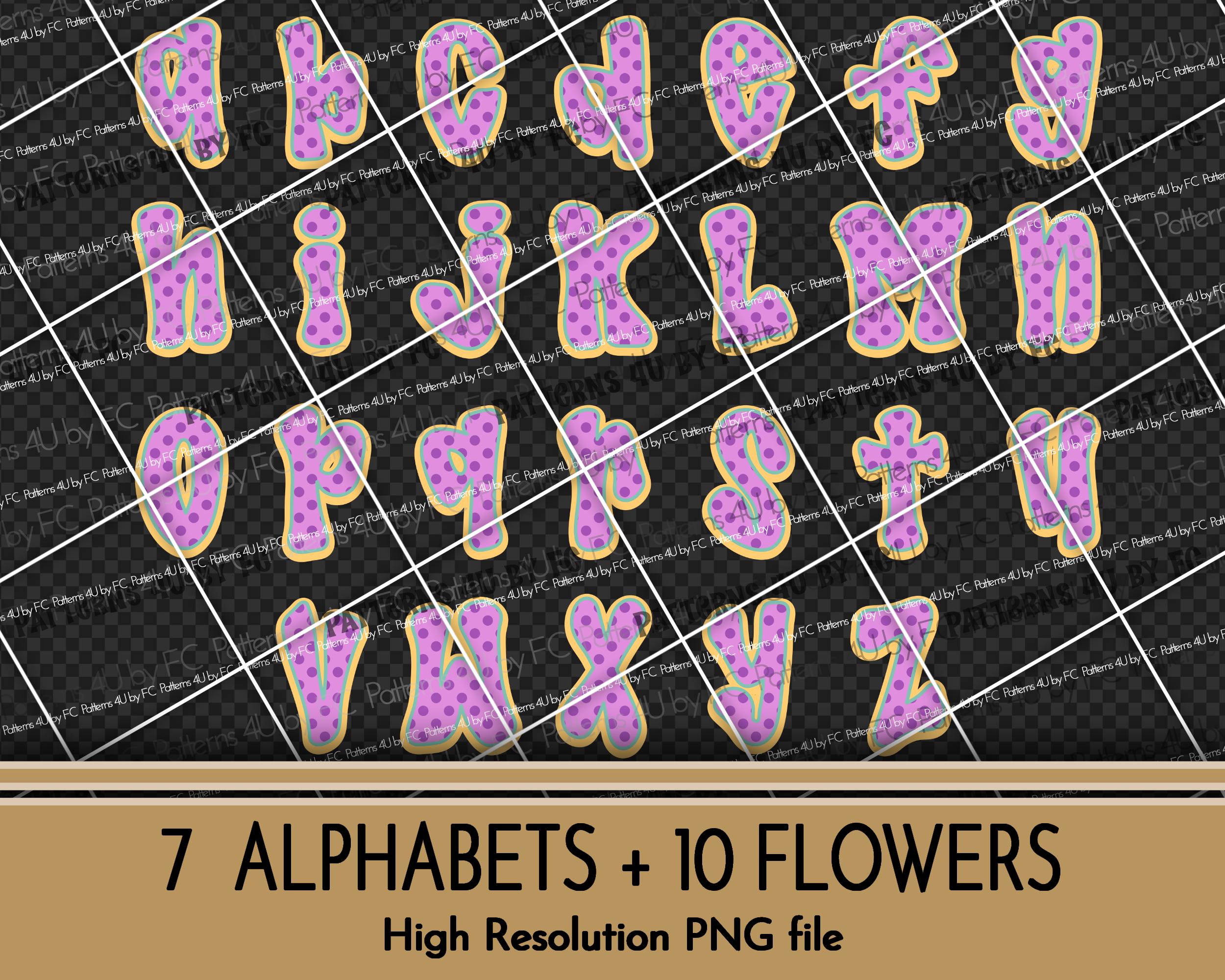 Wildflower PNG Alphabet Set: Hand-drawn Floral Letters (digital ...