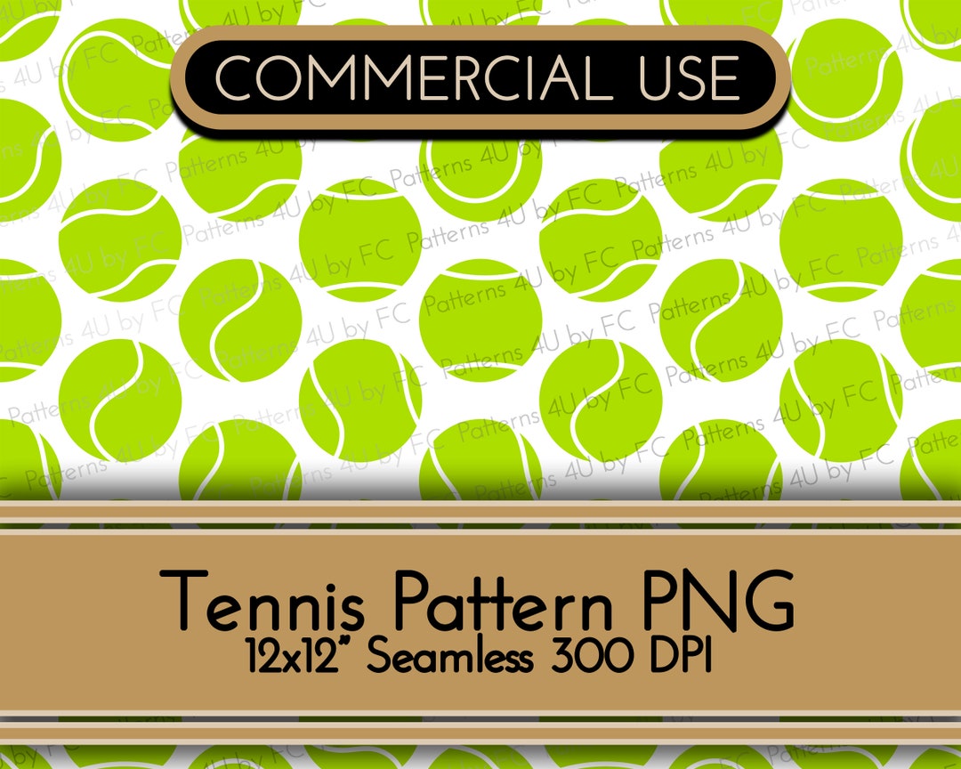 Tennis Digital Paper PNG Seamless Pattern, Tennis Ball Print, Digital ...