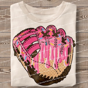 Baseball Glove Ice Cream Drip PNG: Pastel Sublimation Design (digital ...