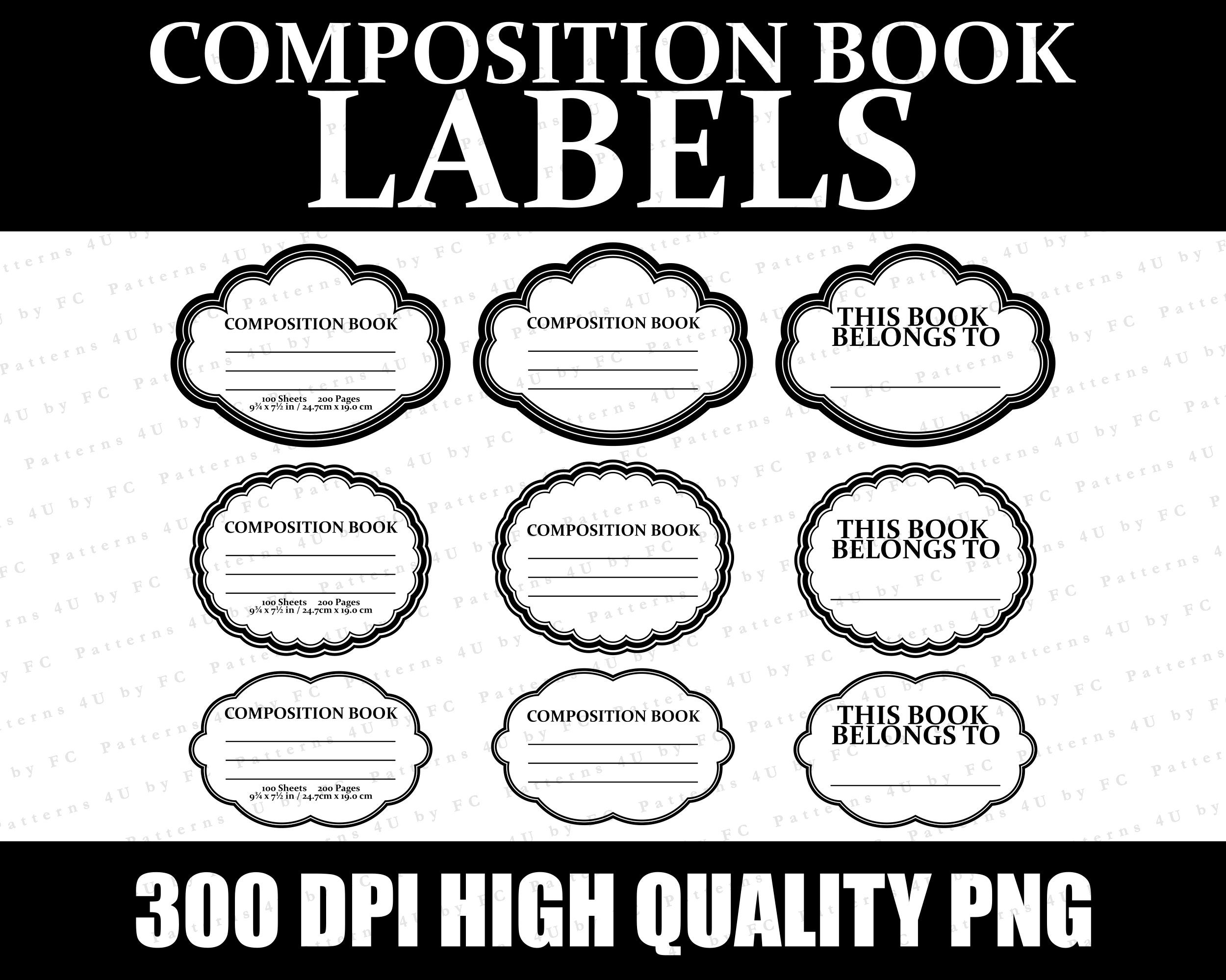 Composition Book Label, Goodnotes Labels, Journal Pattern, Planner ...