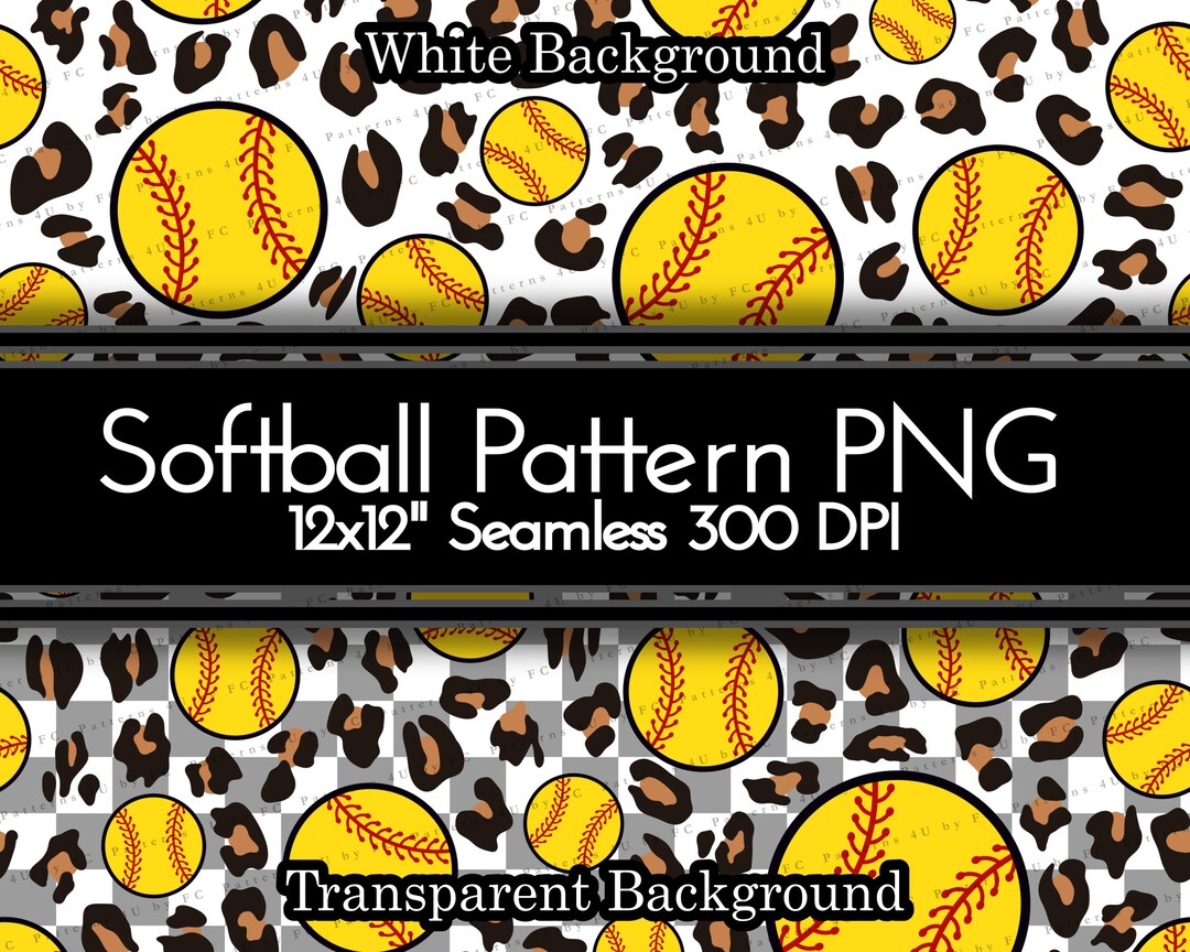 Softball and Leopard PNG, Seamless Pattern, Animal Print, Digital Paper ...