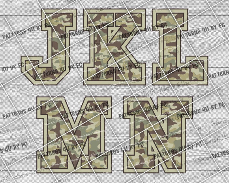 Camo Varsity Alphabet PNG Set: Uppercase Letters (digital Download) - Etsy