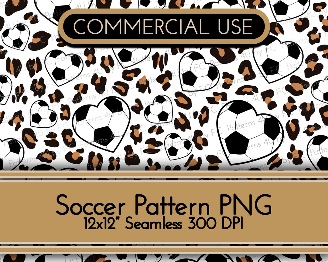Soccer Heart Leopard PNG, Seamless Pattern, Animal Print, Digital Paper ...